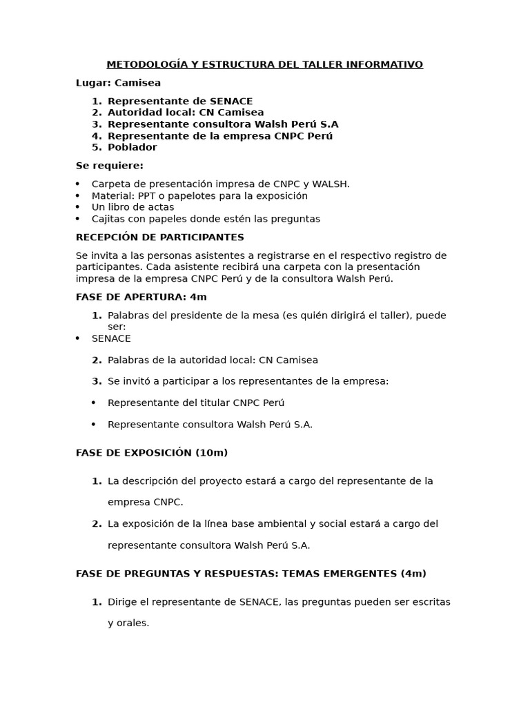 Taller Informativo sobre Proyecto CNPC | PDF
