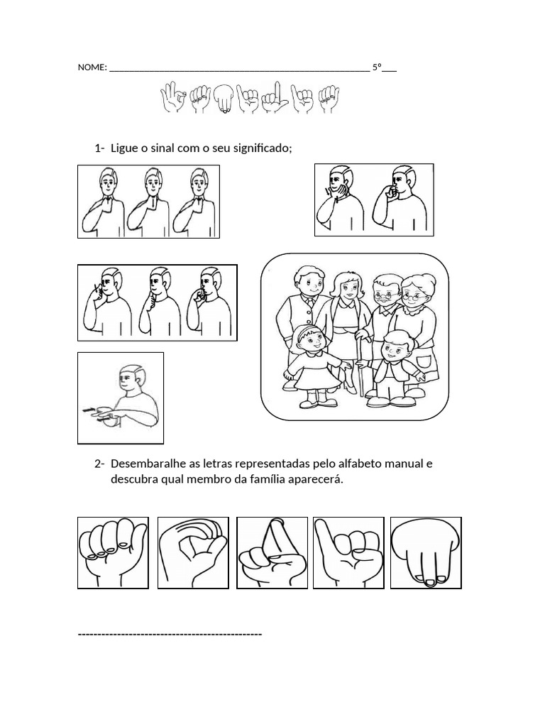 Atividades de Sinais de Família em Libras | PDF