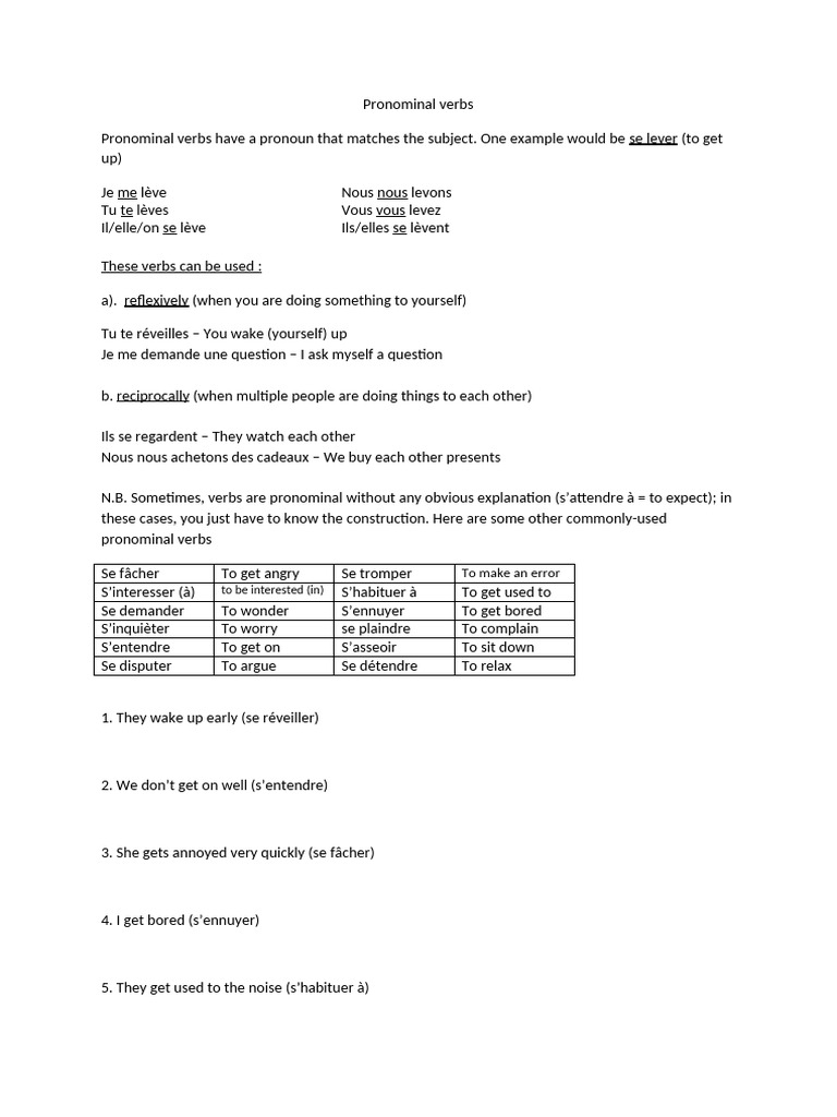 Pronominal-verbs-explanation | PDF