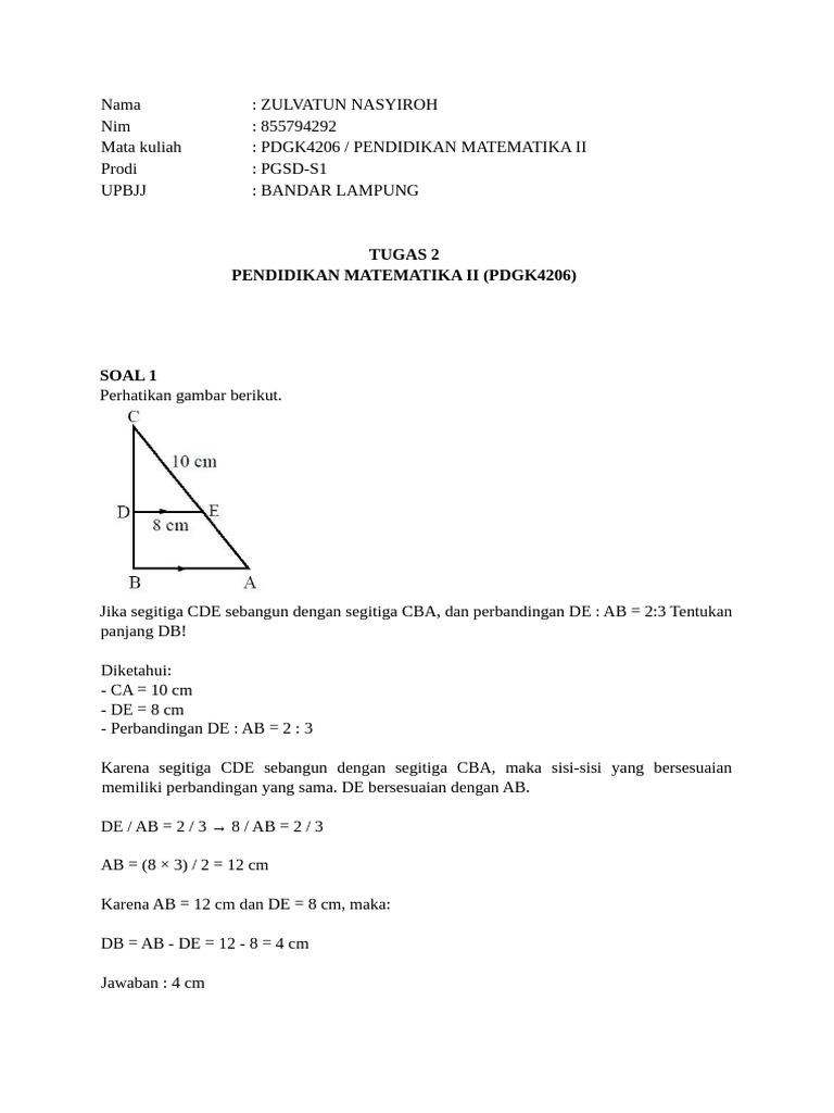 Soal Tugas 2 MTK SMT 5 | PDF