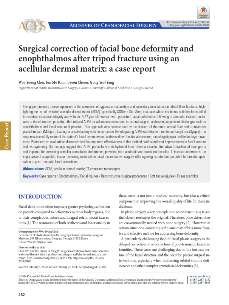 Surgical Correction of Facial Bone Deformity and Enophthalmos After ...