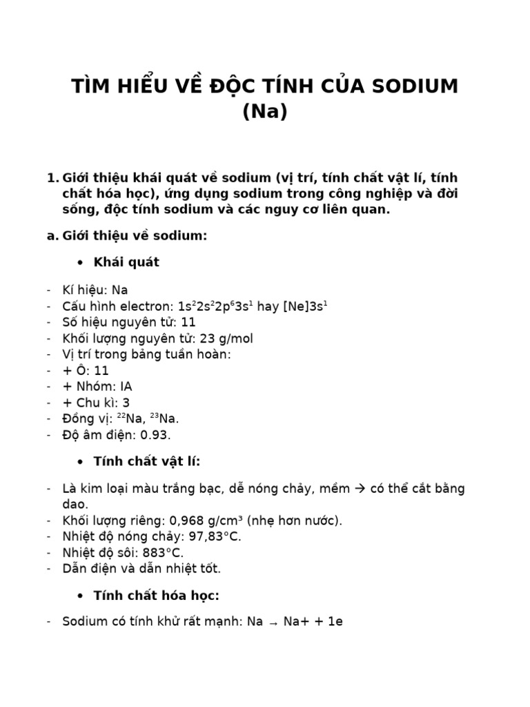 Tìm Hiểu Về Độc Tính Của Sodium | PDF