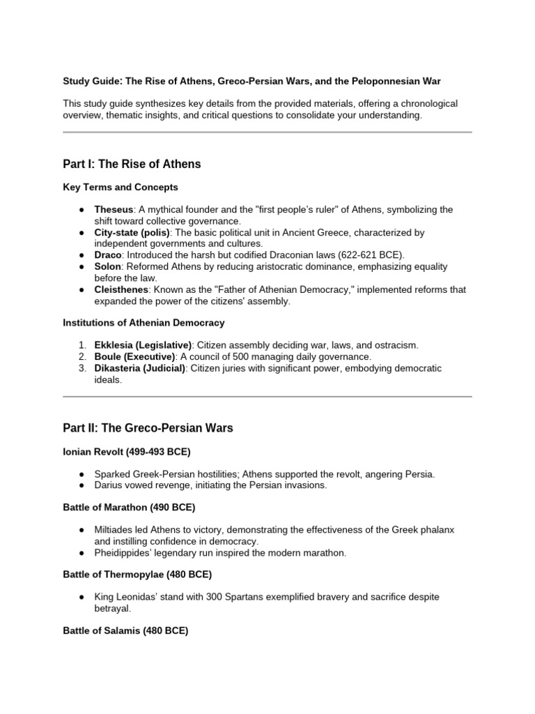 AncientGreeceStudyGuide Suhiti | PDF | Greco Persian Wars ...