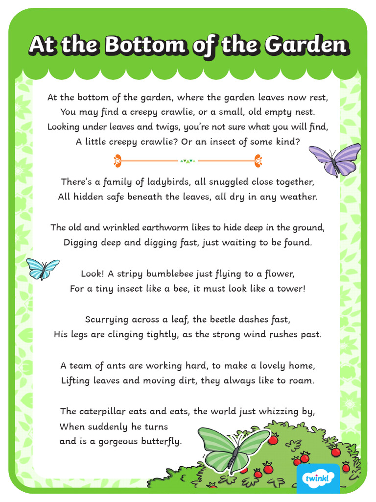KS1 Nature Poem - at The Bottom of The Garden | PDF