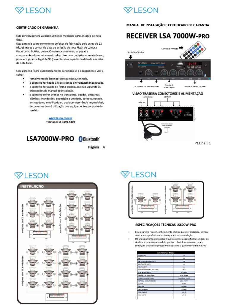 00000 - MANUAL DE INSTALAÇÃO LSA 7000 PRO | PDF