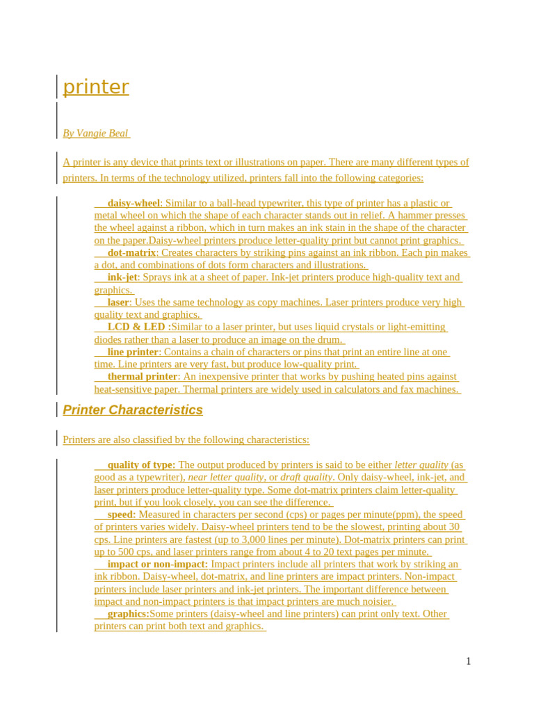 What Is Printer (Types of Printers Explained) Webopedia | PDF | Printer ...