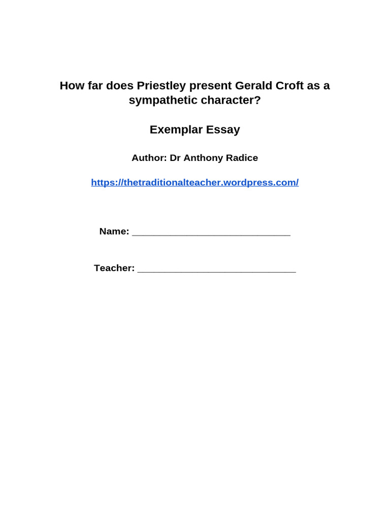 How Far Does Priestley Present Gerald Croft As A Sympathetic Character ...