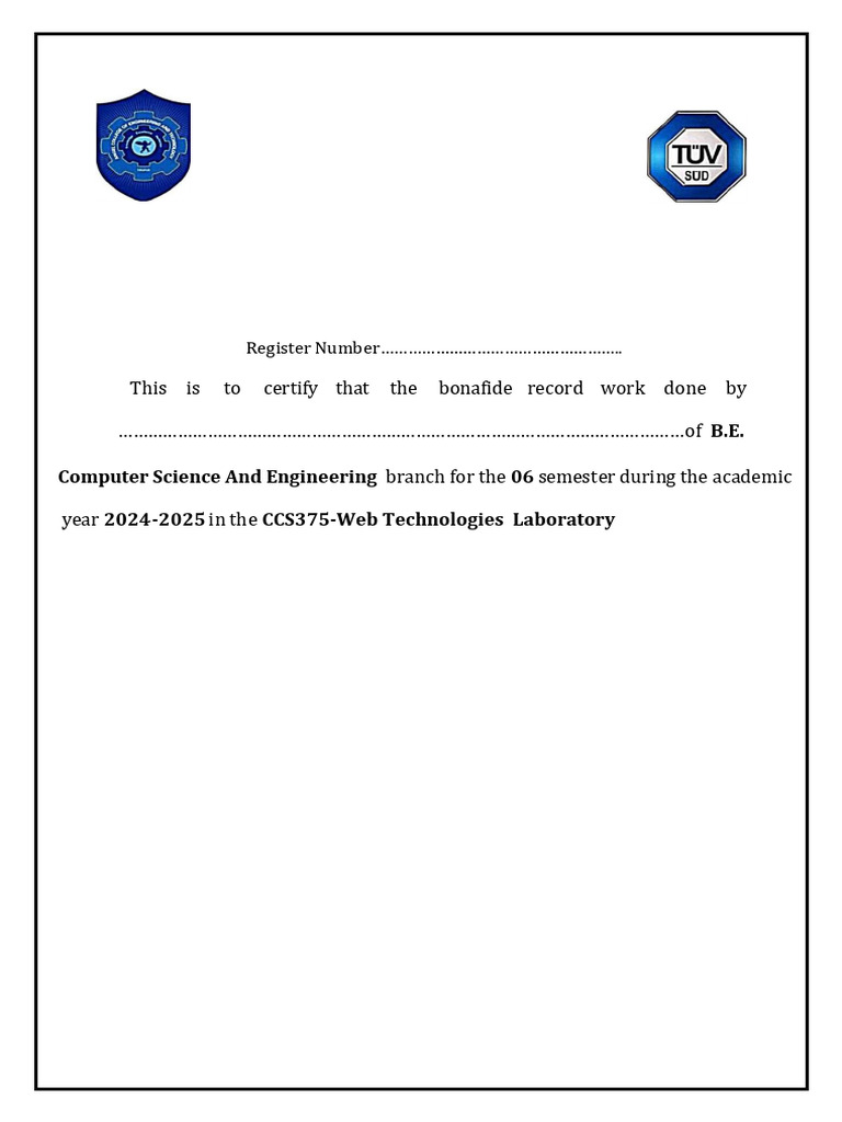 CCS375 Web Technologies Final Lab Manual | PDF | World Wide Web | Internet & Web