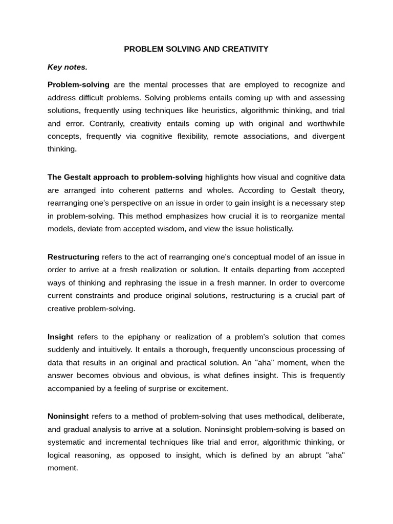 Problem Solving and Creativity Insights | PDF | Creativity | Insight