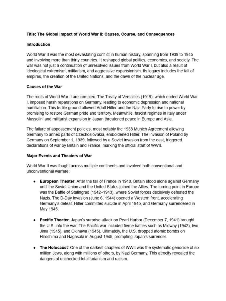 Global Impact of World War II | PDF | World War II | Nazi Germany