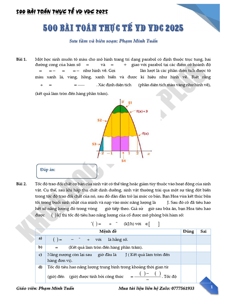 (Đề) 500 Bài Toán Thực Tế Vd Vdc 2025 - Tập 2 | PDF