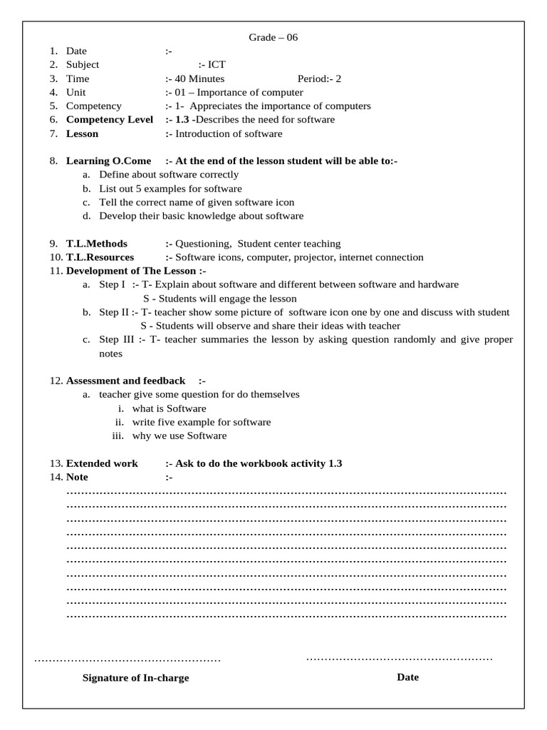 ICT Lesson Plans for Grades 6-10 | PDF | Spreadsheet | Computer File