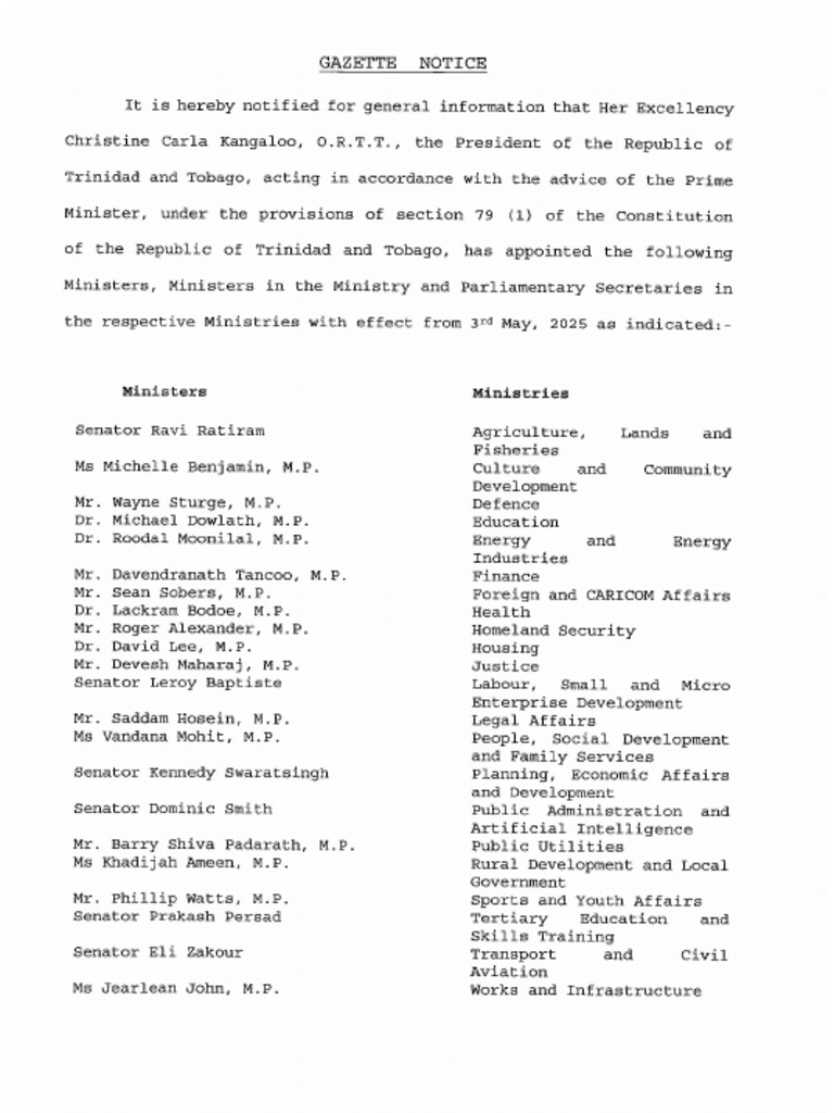 Gazette Notice Dated 3rd May 2025 Re Directions and Schedules | PDF
