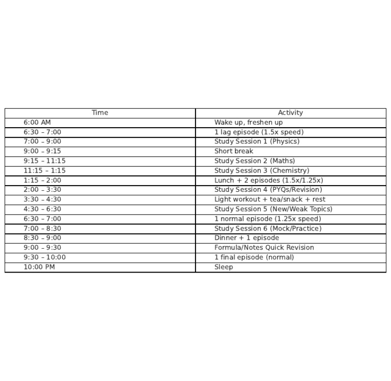 One Piece Study Timetable | PDF