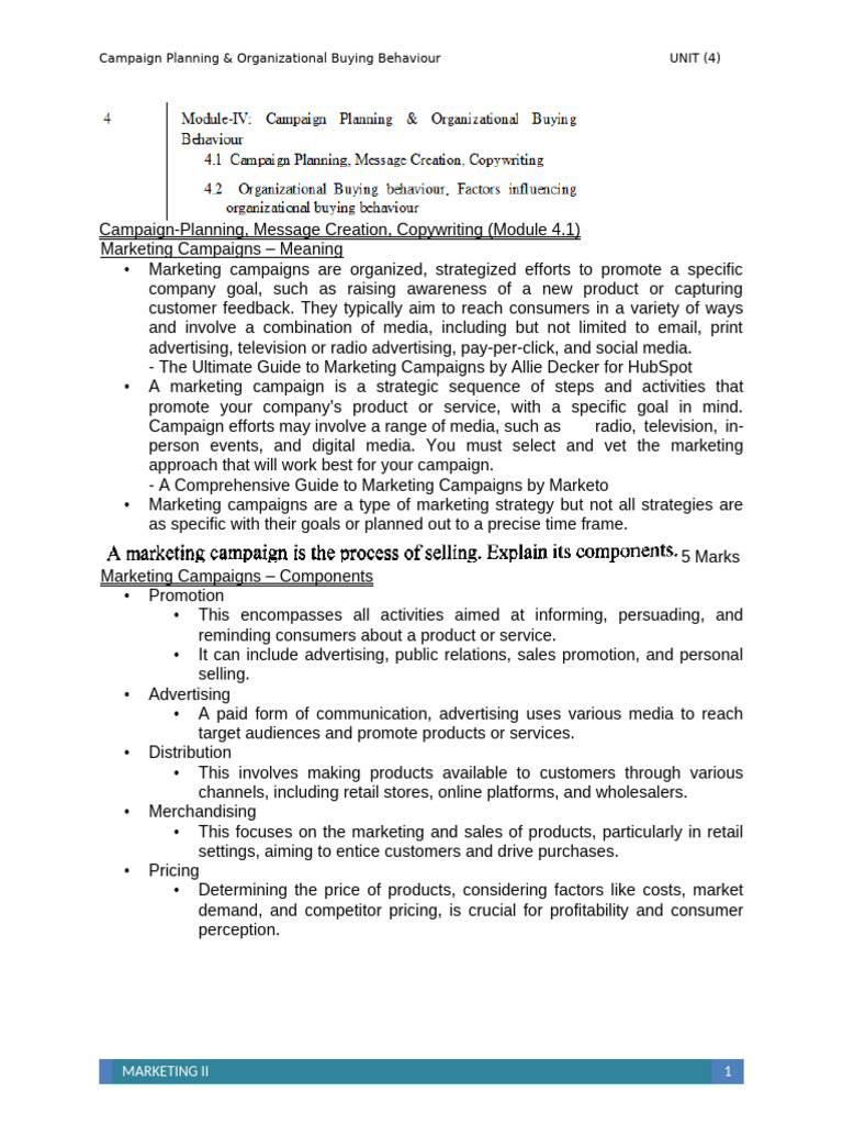 Unit 4-Marketing II - From | PDF | Marketing | Procurement