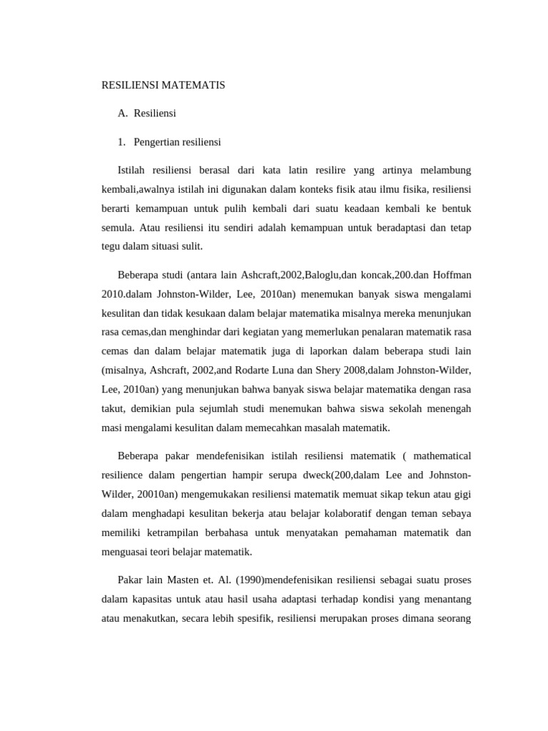 Materi Resiliensi Matematik | PDF