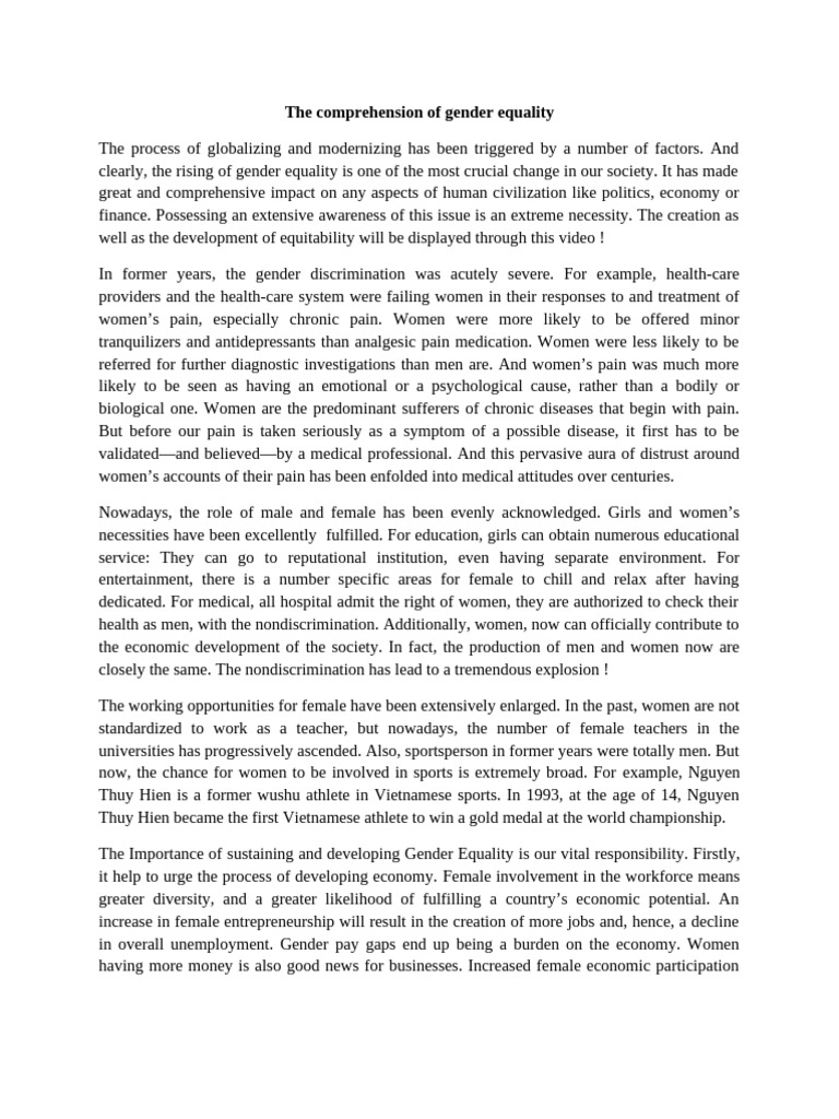 Gender Equality Comprehension | PDF