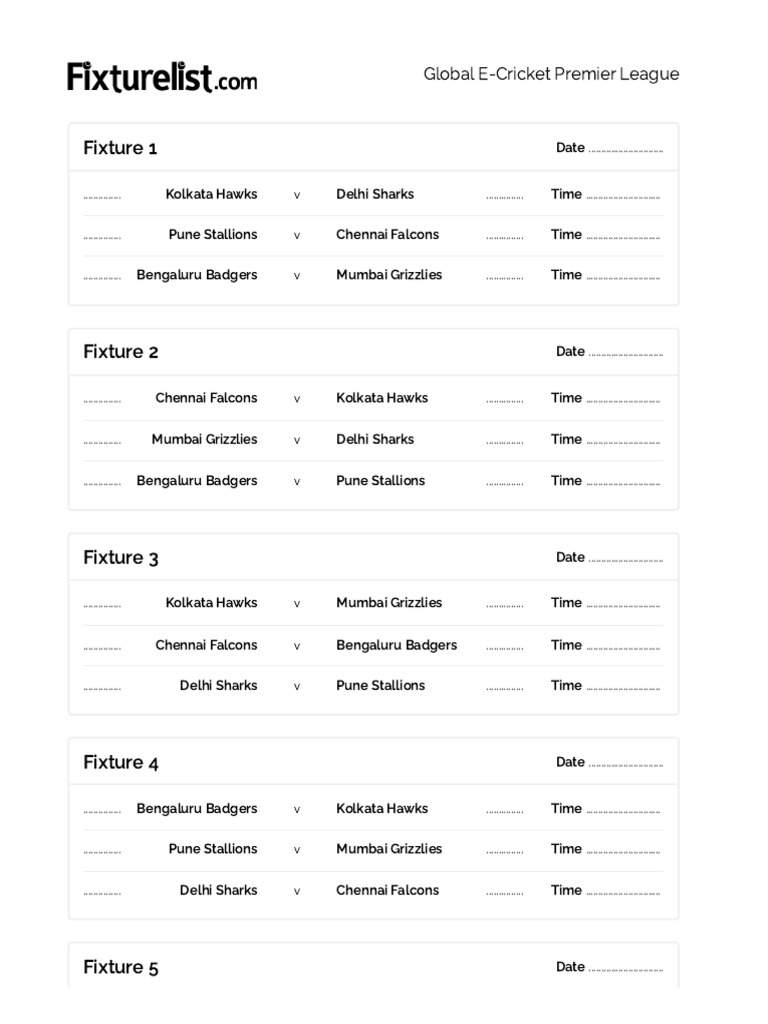 Fixture List Generator, Free web based sports league management ...