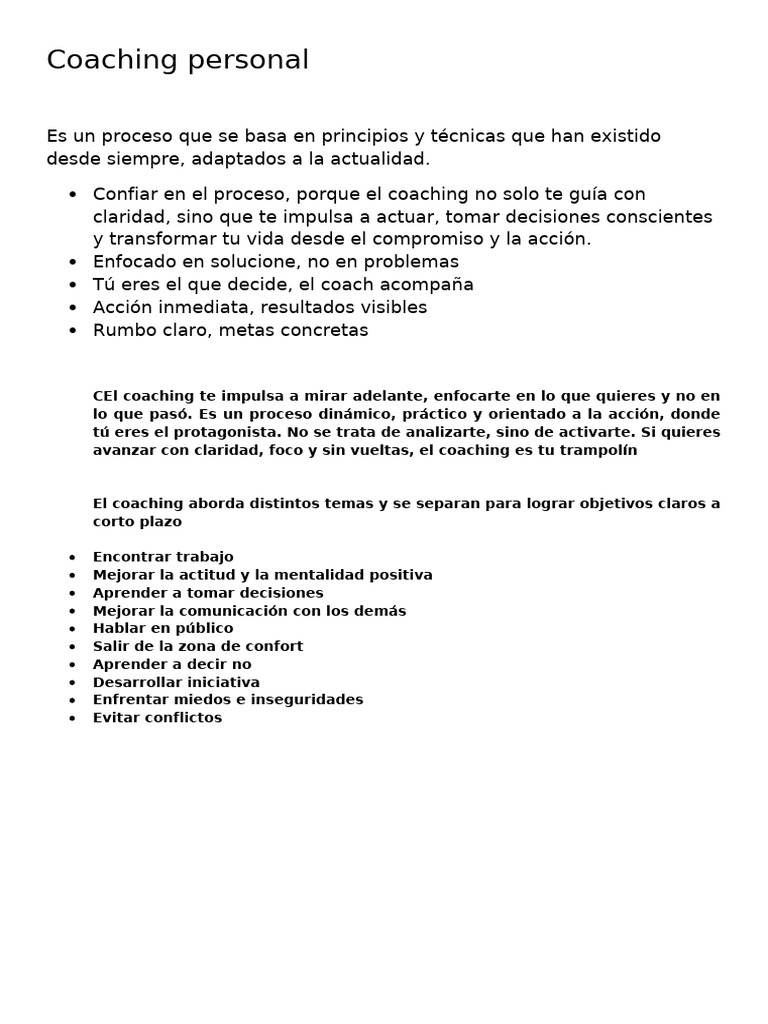 Coaching Personal: Transformación Activa | PDF