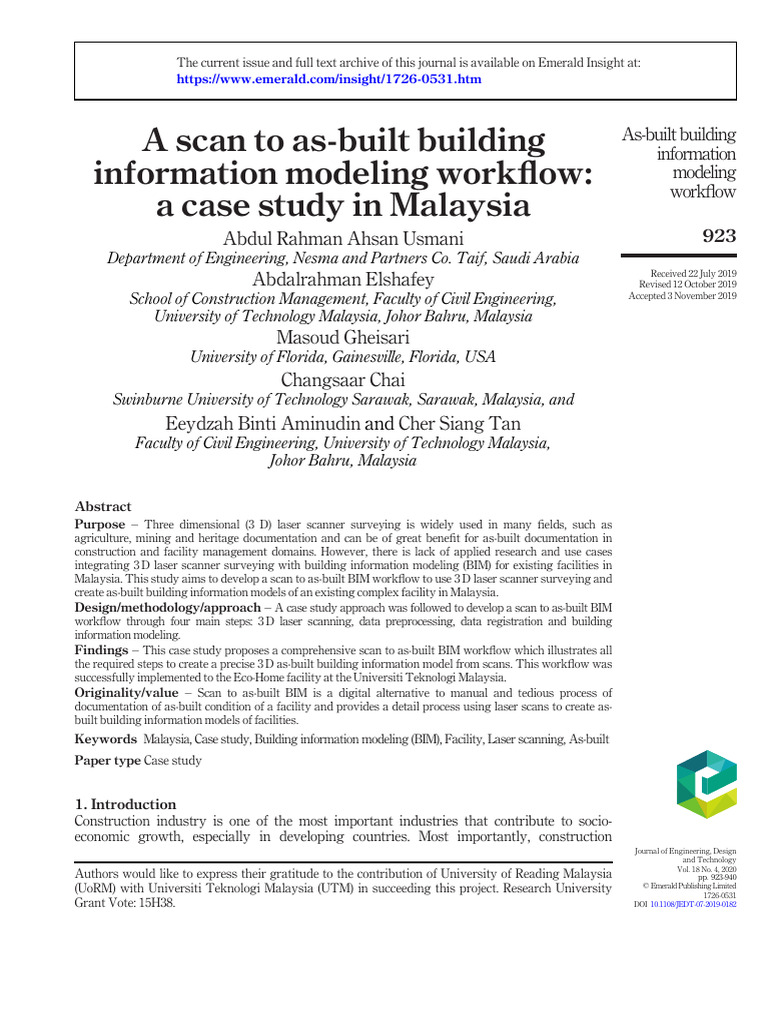 1 - 2019 - A Scan To As Built Building Information Modeling Workflow A ...