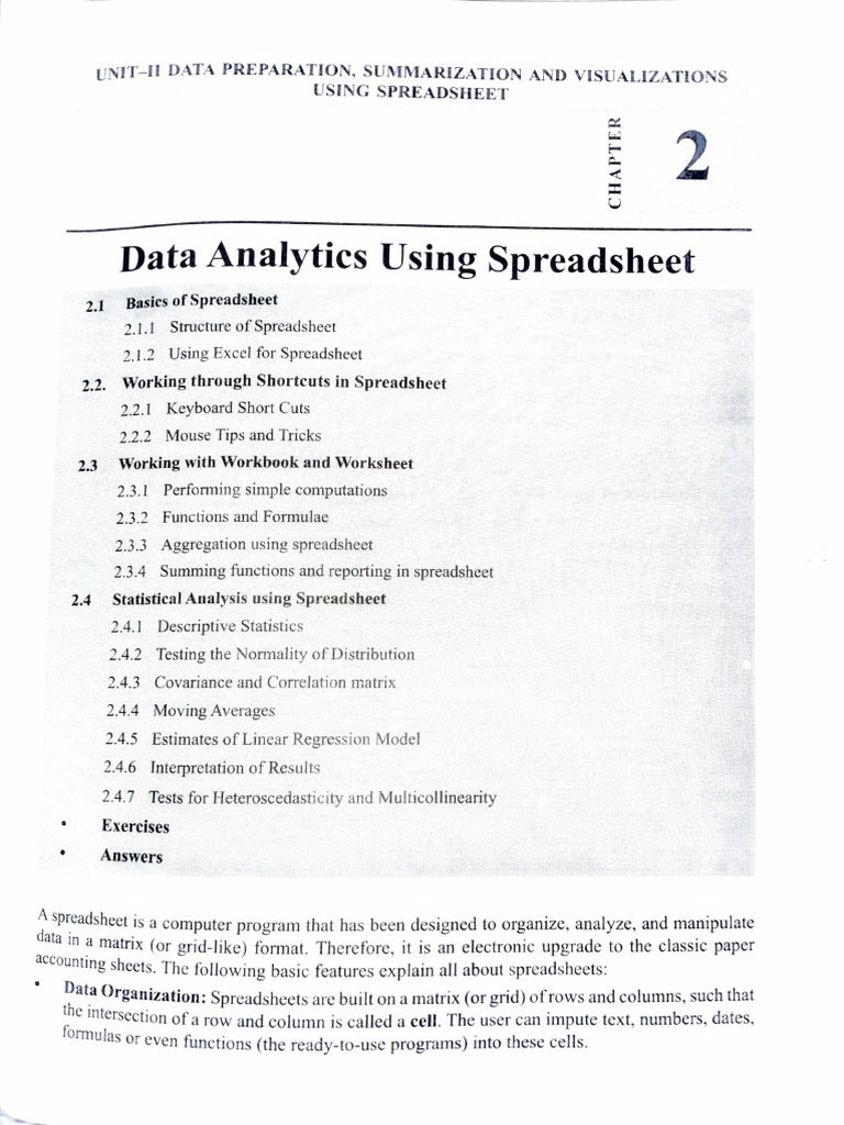 Business Analytics (Data Analytics Using Spreadsheet) | PDF