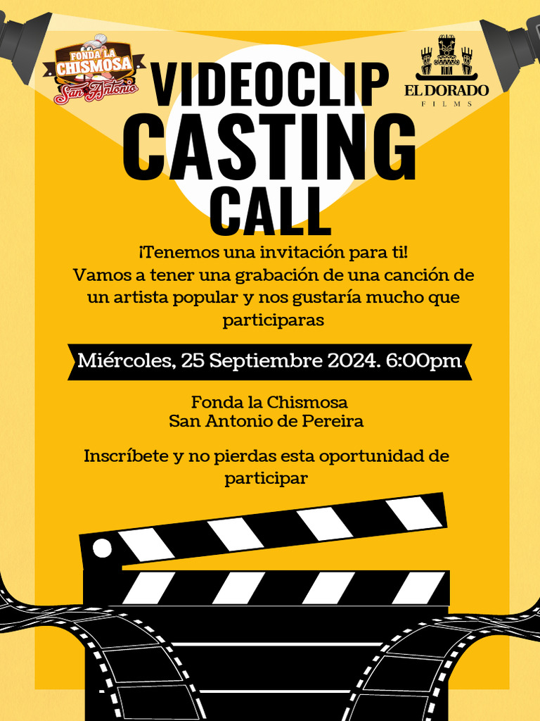Yellow Black Illustrated Movie Casting Call Flyer PDF | PDF