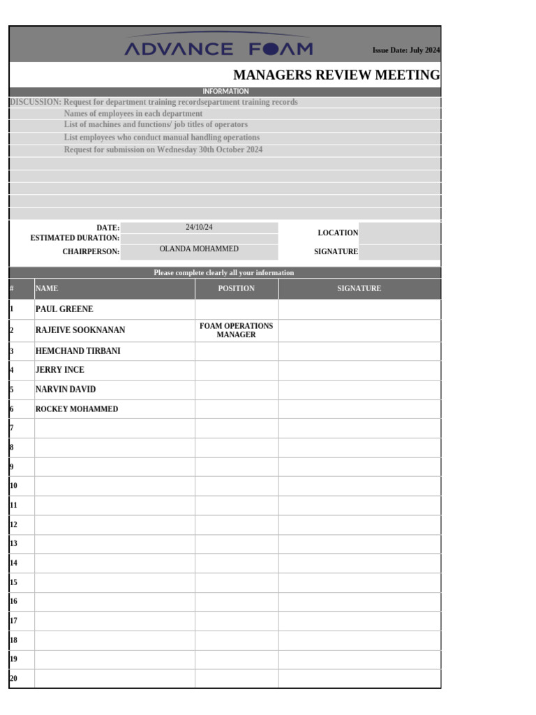 Department Training Records Meeting | PDF