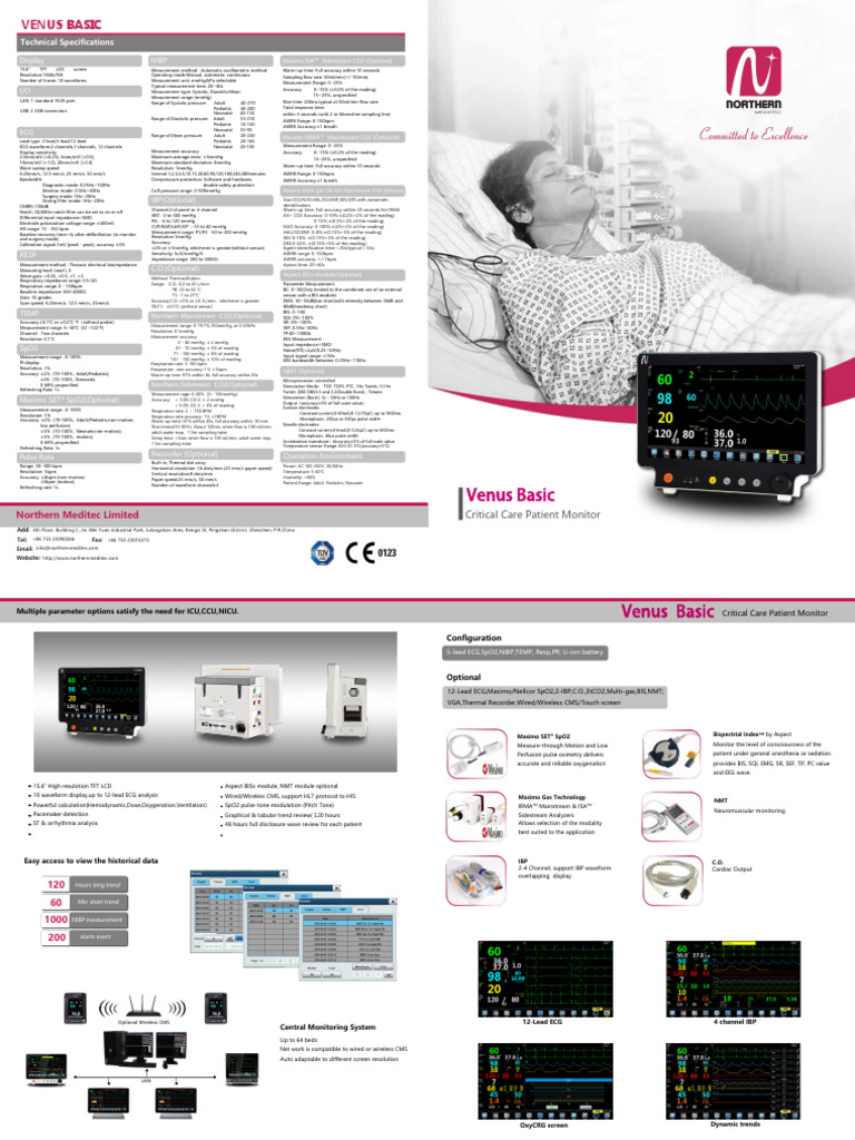 Patient Monitor - Venus Basic - Brochure | PDF | Blood Pressure ...