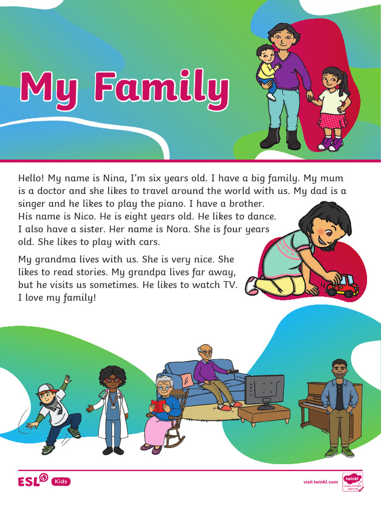 esl-my-family-reading-comprehension-kids-a1_ver_1 | PDF | English As A ...