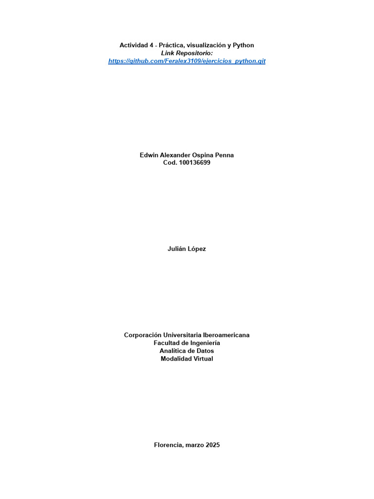 Actividad No.4 - Práctica, Visualización y Python | PDF | Tecnologías de la información ...