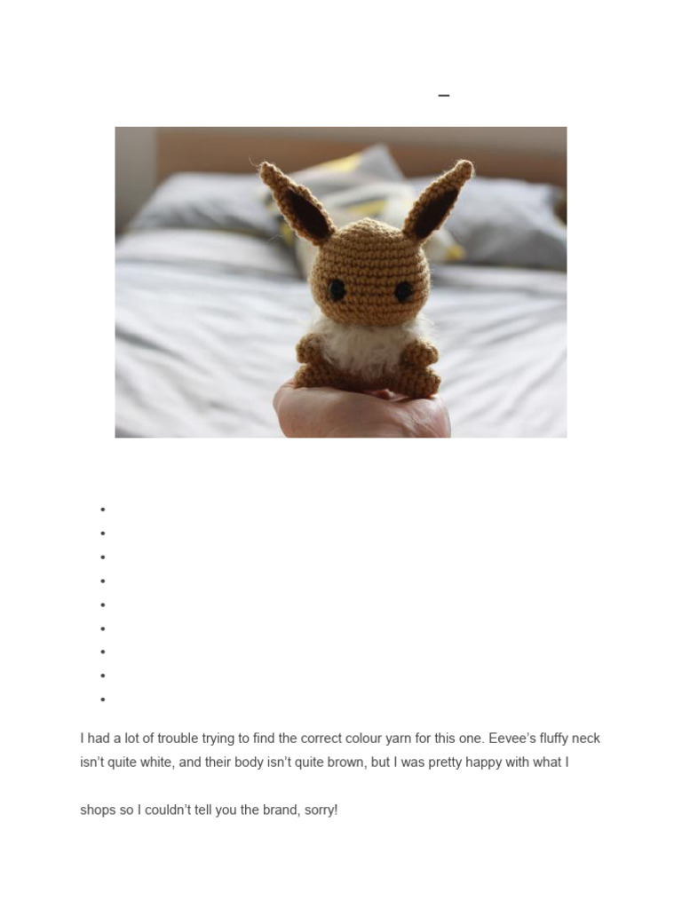 Eevee Amigurumi Free Pattern | PDF | Yarn | Textile Arts
