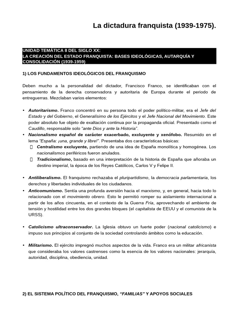 Tema 14 La Dictadura Franquista | PDF | España franquista | Francisco franco