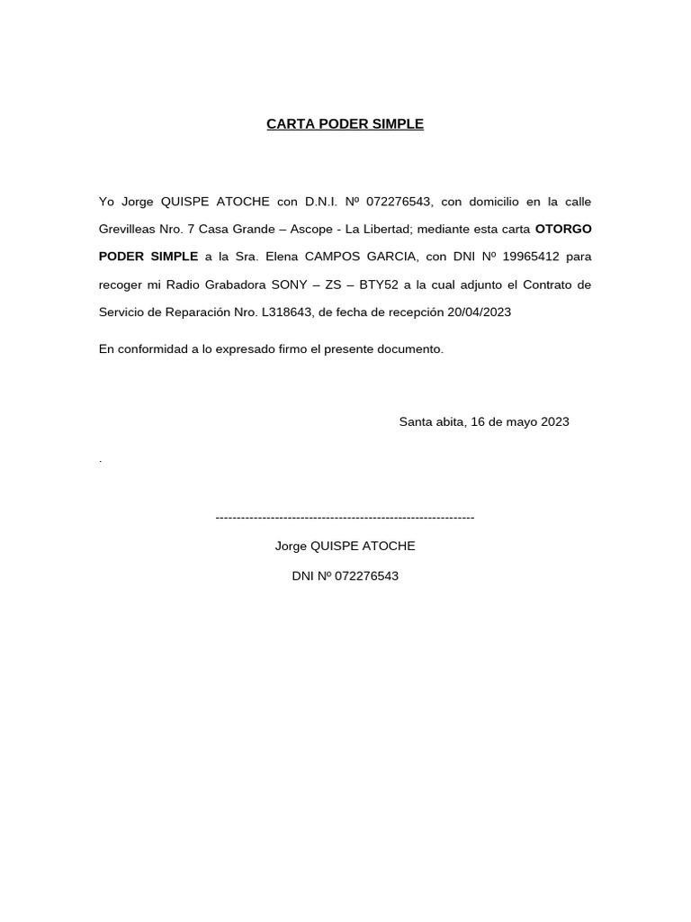 Carta Poder Simple | PDF