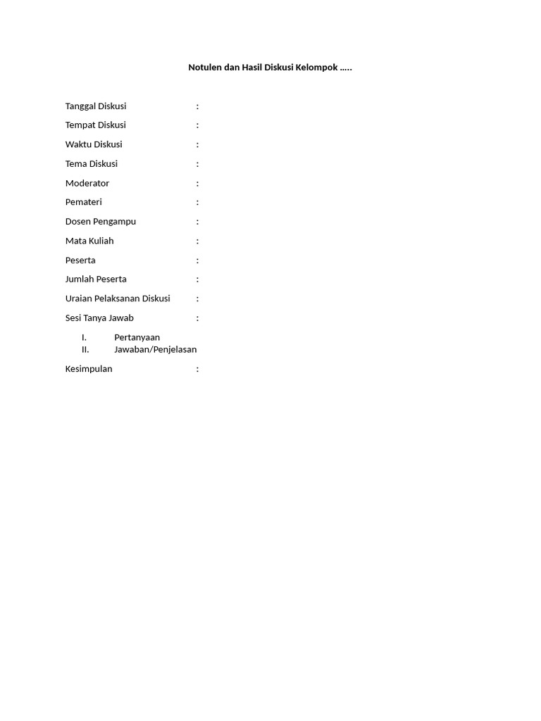 Notulen Dan Hasil Diskusi Kelompok | PDF