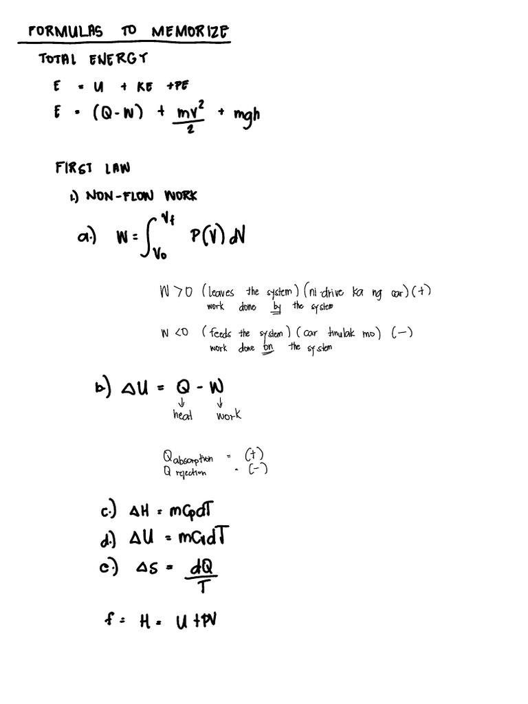 Thermodynamics Formula Sheet | PDF