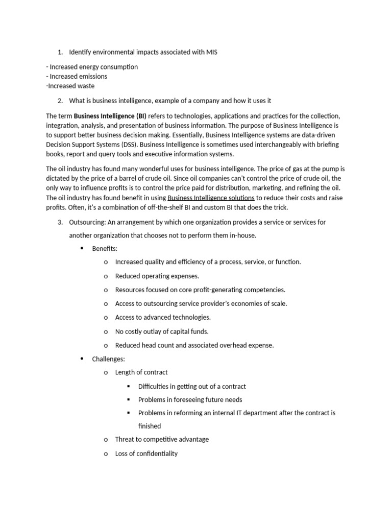 Identify Environmental Impacts Associated With MIS | PDF