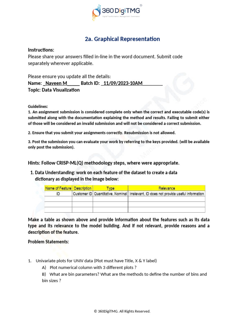 Data Visualization Assignment Guidelines | PDF | Skewness | Statistical ...