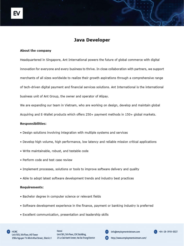 Java Developer - Ant International | PDF | Software Development | Software