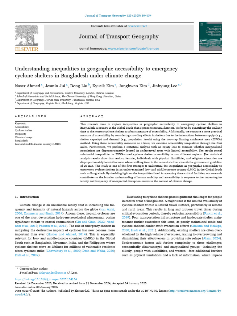 Understanding Inequalities in Geographic Accessibility T - 2025 ...
