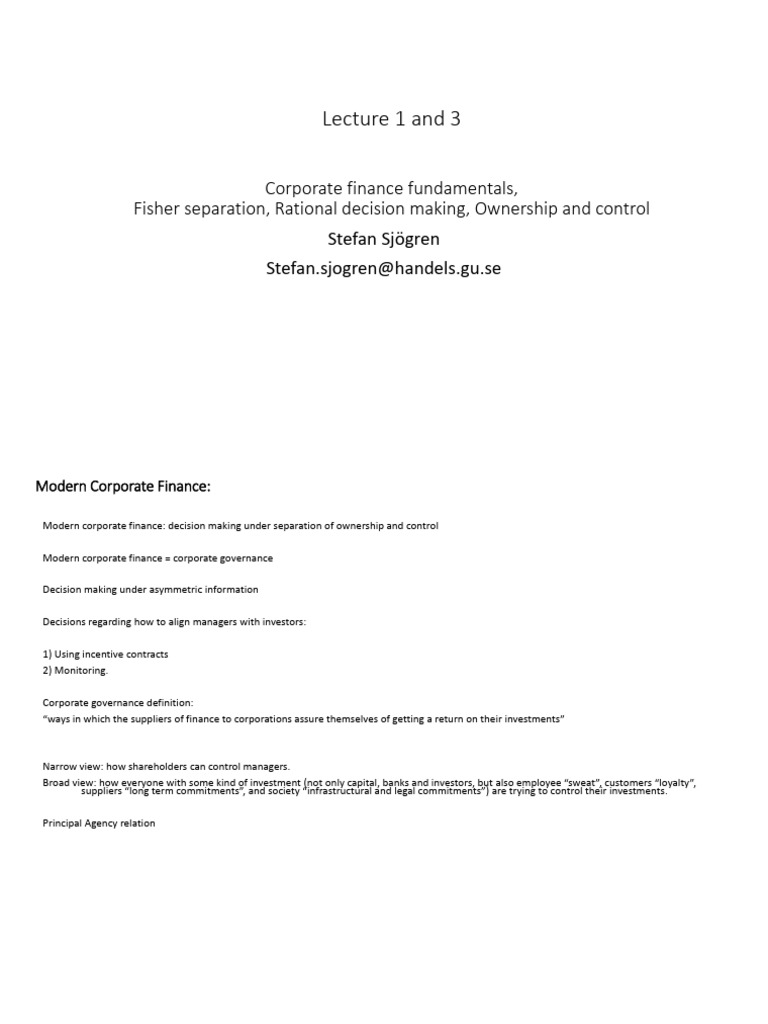 Lecture Fisher Och Utility2024 Intro | PDF | Risk Aversion | Utility