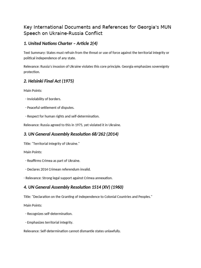 Key International Documents and References For Georgia | PDF ...