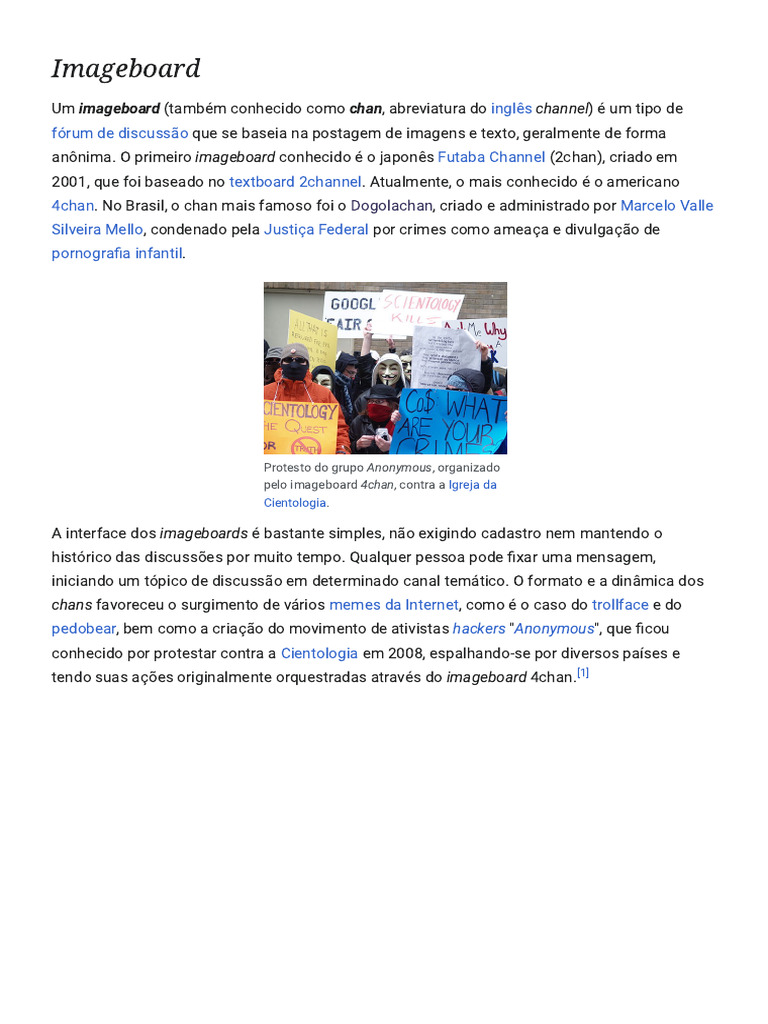 Imageboard - Wikipédia, A Enciclopédia Livre | PDF