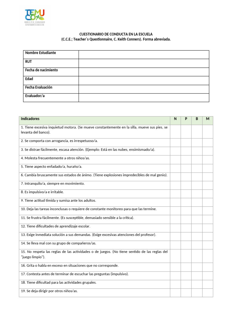 TEST DE CONNERS | PDF
