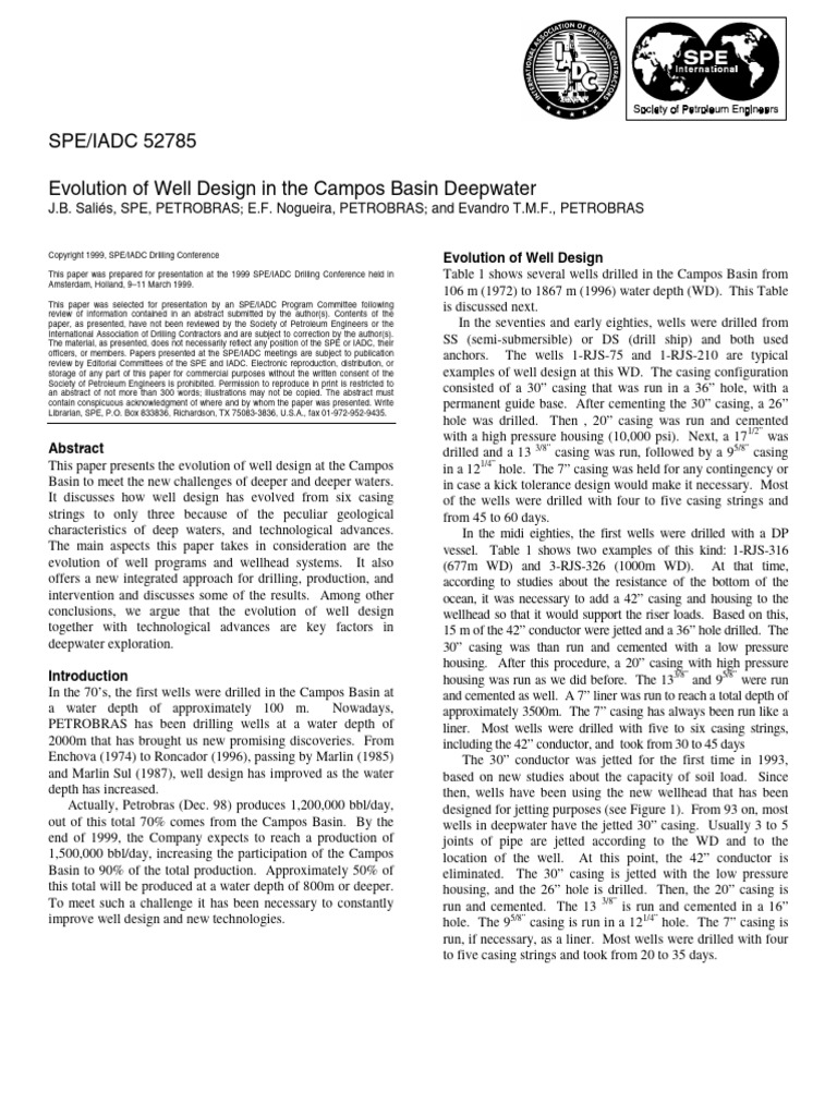 Salies1999-Evolution of Well Design in The Campos Basin Deepwater | PDF ...