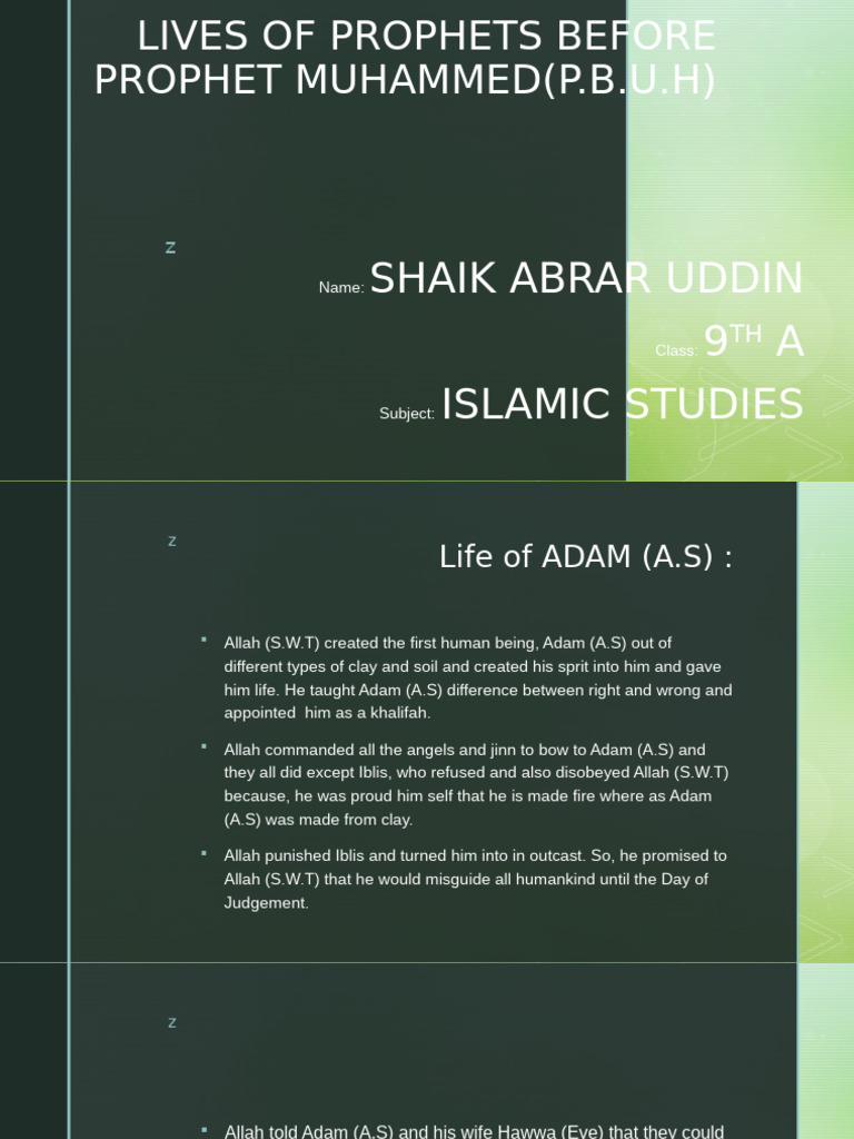 Lives of Prophets Before Prophet Muhammed (P | PDF | Adam | Religious ...