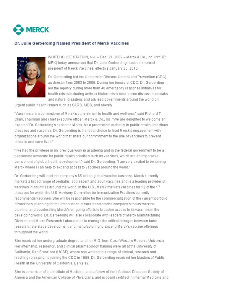 Julie Gerberding and CDC Revolving Door | PDF | Centers For Disease ...