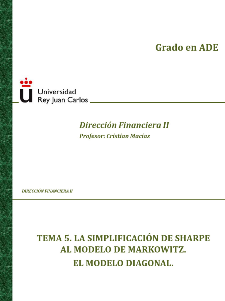 Tema 5 La Simplificacion de Sharpe Al Modelo de Markowitz-El Modelo Diagonal | PDF | Regresión ...