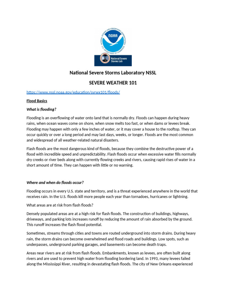 National Severe Storms Laboratory NSSL Severe Weather 101 | PDF | Flood ...