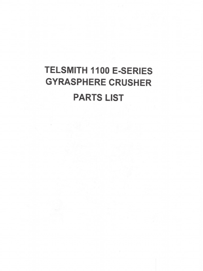 Telsmith 1100 Parts Manual | PDF