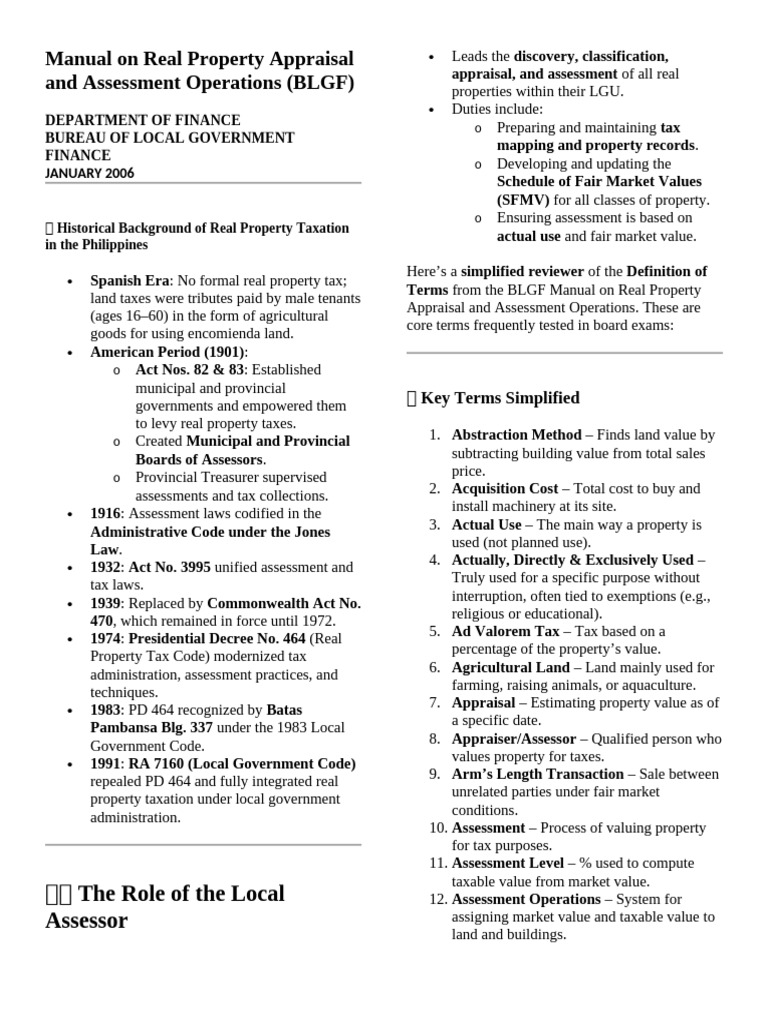 Manual On Real Property Appraisal and Assessment Operations | PDF ...